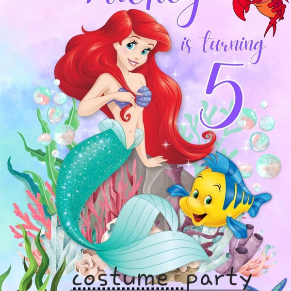 Little Mermaid Birthday Invitation, Ariel Birthday Invite, Editable ...