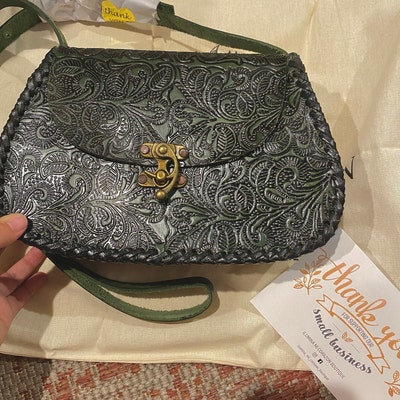 Hand-tooled Leather Purse, Embossed Mexican Leather Bag, Bolsa De Piel ...