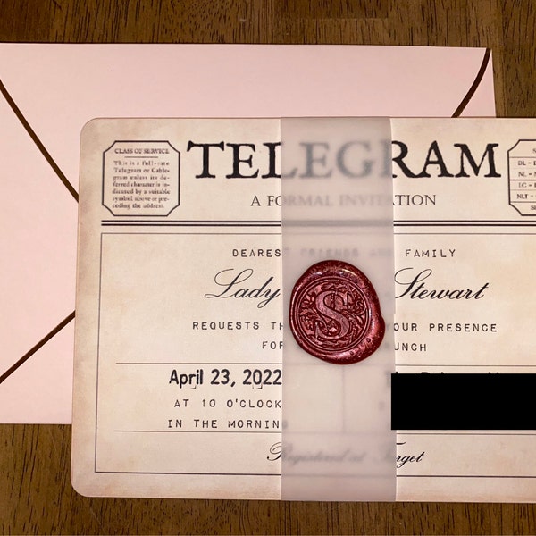 Telegram! Wedding Invitation Suite (printable), Telegram Invitation ...
