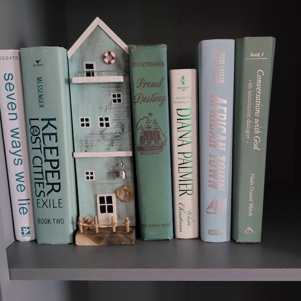 Soft Neutral Decorative Books, Pretty Decor Books, Bookshelf Styling ...