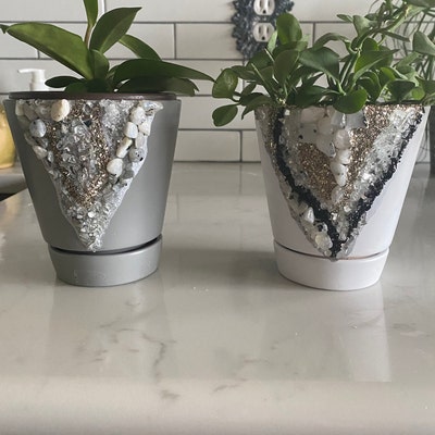 Custom Ceramic Geode Planters With Genuine Crystals - Etsy