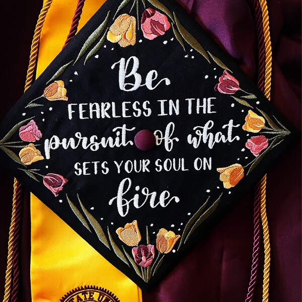 Embroidered Tulip Graduation Cap Topper | Graduation Cap Decoration ...