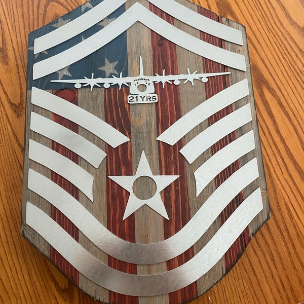 Rustic Space Force Military Rank Wall Plaque Metal & Wood Free Shipping ...