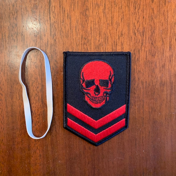 RED SKULL MILITARY Patch Chevron Iron-on Embroidered Applique Skeleton ...
