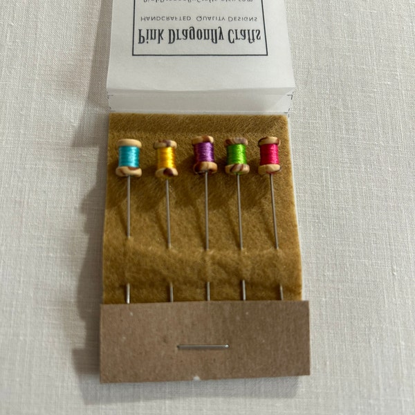 5 Pc Mini Thread Spool Bright Colors Decorative Sewing Pins, Pincushion ...