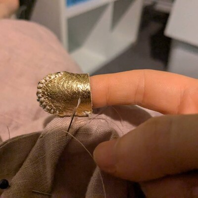 LIGHTWEIGHT Amazing Handmade Leather Sewing Thimble© for Lighter Duty ...