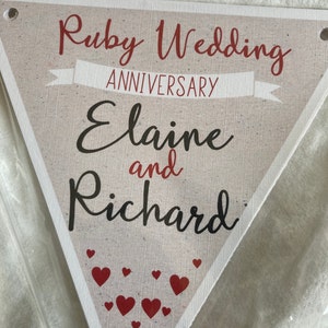 Personalised Party Decoration Banner Bunting Garland Ruby 40th Wedding ...