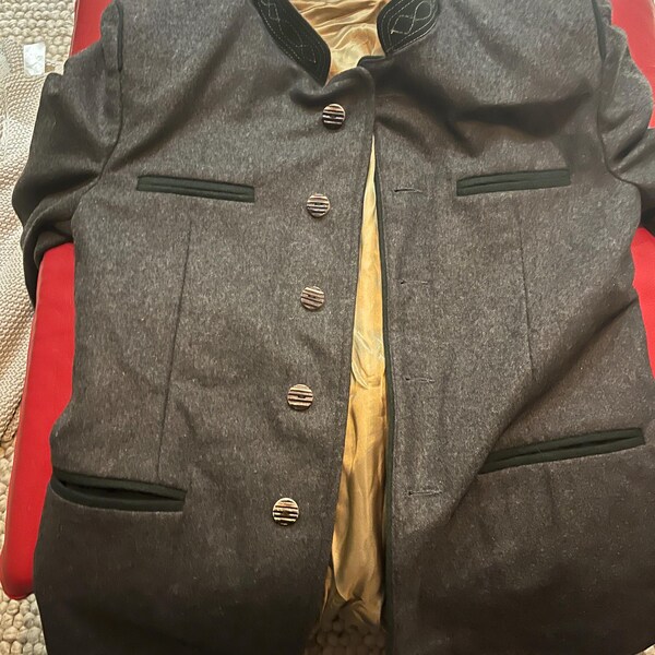 German Bavarian Jacket | Grey Austrian Wool Jacket | Tyrol Loden ...
