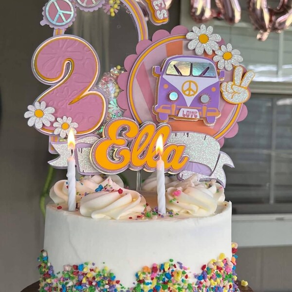 Two Groovy Cake Topper,groovy Birthday Party,groovy Theme Birthday ...