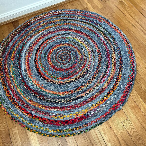 Cotton Multi-color Round Rugs Indian Handmade Cotton Round Purely Rugs ...