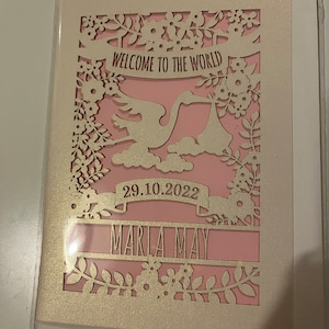 Personalised Papercut Floral New Baby Card, Baby Cards, Birth ...