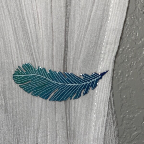 Blue Hand-painted Stainless Steel Feather Brooch, Enamel Pin, Enamel ...
