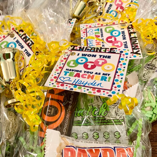 Teacher Gift Tag INSTANT DOWNLOAD | Won the Lotto Teacher Favor Tag ...