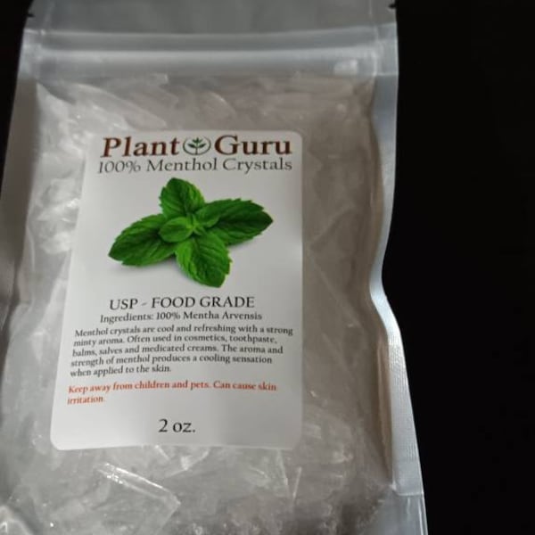 Menthol Crystals USP Food Grade 100% Pure Mentha Arvensis, DIY Steamers ...