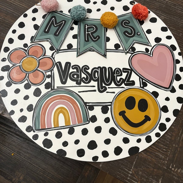 Teacher Door Hanger, Classroom Door Hanger, Back to School, Retro Door ...