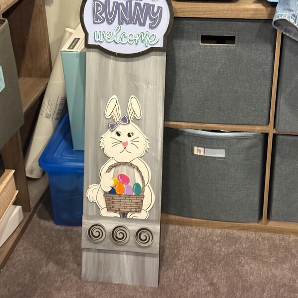 Easter Porch Leaner Sign Laser Cut File, Easter Bunny Interchangeable ...