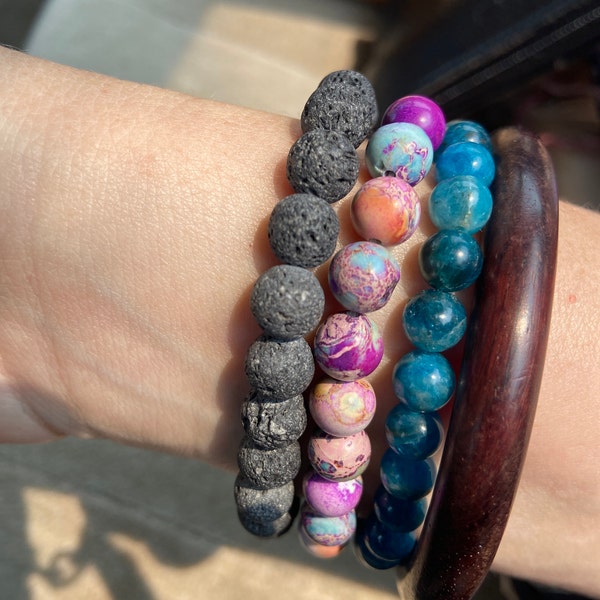 Lava Beaded Bracelet, Diffuser Bracelet, Essential Oil Bracelet, Essential Oil Diffuser ...
