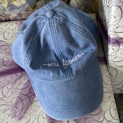 Personalized Baseball Hat, Custom Baseball Cap, Handwriting Script ...