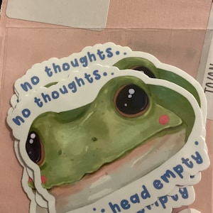 Frog Meme Sticker No Thoughts Head Empty Frog Sticker - Etsy
