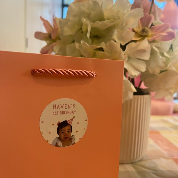 Cute Kids Birthday Party Sticker, Custom Birthday Face Sticker, Girl ...