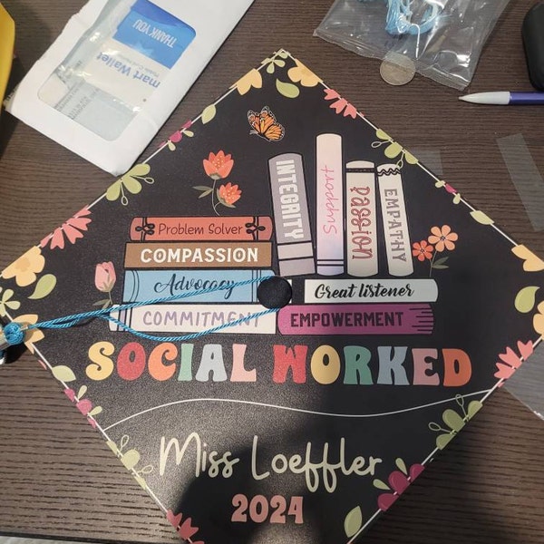 Custom Social Worker Graduation Cap Topper, Personalized Grad Cap ...