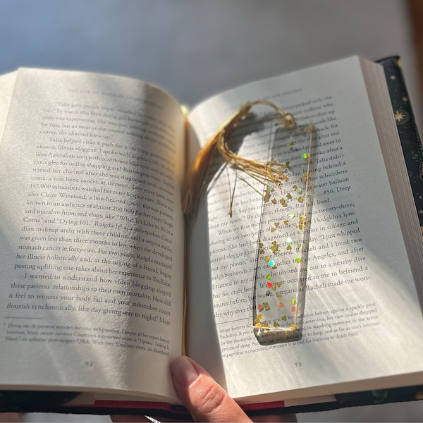 Resin and Glitter Bookmark, Reflective Stars, Transparent Marker ...