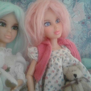 BJD Doll Fabric Fur Wig Mint Green Wig Hair for 1/12 1/8 1/6 Bjd Dolls ...