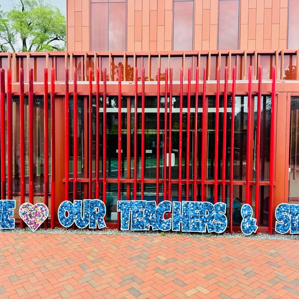 We Love Our Teachers - Staff Appreciation - Red/black Sequins EZ Set - Yard Sign Set - Etsy