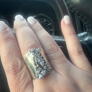 Long Statement Ring, 925 Sterling Silver Ring, Shield Ring, Cubic ...