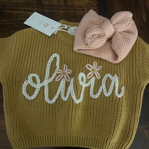 Personalized Hand Embroidered Name With One Flower Baby and Toddler ...