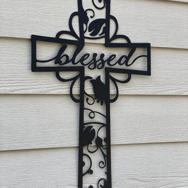 Blessed Cross - Metal Steel Sign, Housewarming Gift, Religious Metal ...
