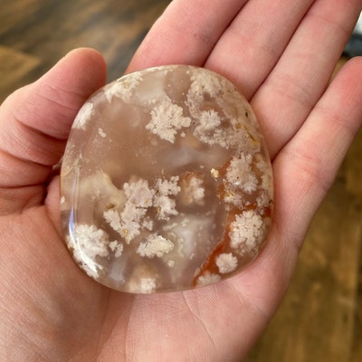 Cherry Blossom Agate Palm Stone, Flower Agate Palm Stone, Flower Agate ...