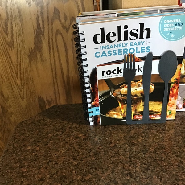 Fork Knife Spoon Kitchen Cookbook Bookend | Kitchen Bookend Cookbook ...