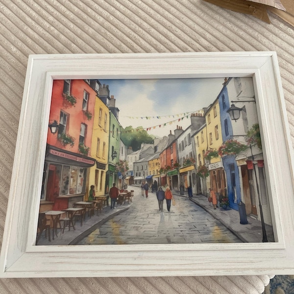 Galway Painting Ireland Watercolor Art Irish Cityscape Print Quay ...