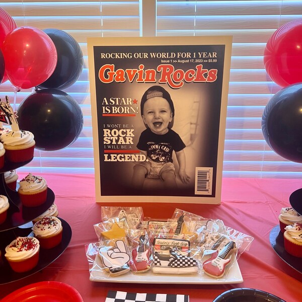 Rock Star Magazine Theme Birthday Poster, Boy Birthday, Rockstar, Baby ...