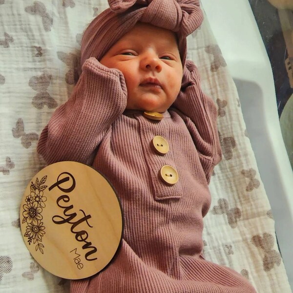 Baby Name Plate, Newborn Name Sign, Floral Baby Name Plate, Baby ...