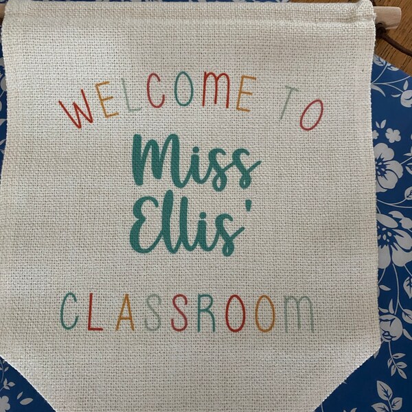 Personalised Teacher Class Room Flag, Teacher Gift, Personalised ...