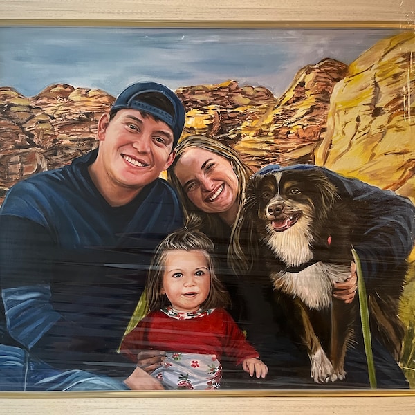 Custom Family Oil Hand-painted Portrait on Canvas, Add Loved Ones From ...