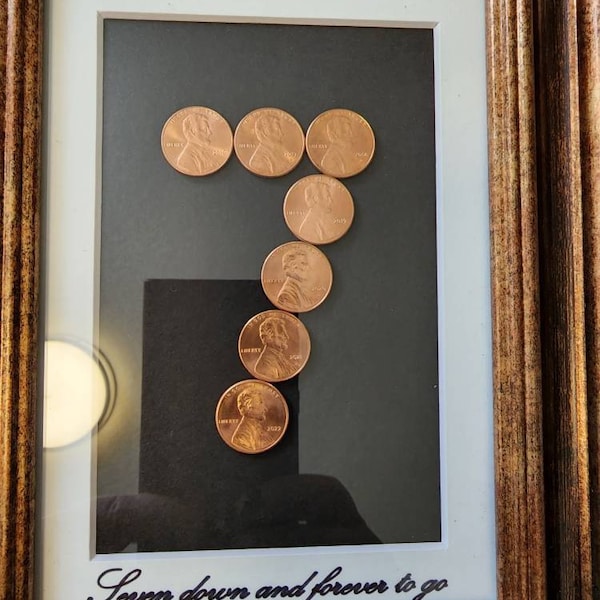 Copper Coin 7 Year Anniversary Gift - Framed 7 Configuration - Etsy