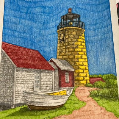 Old Rural Path Stone Wall Scene Coloring Pages W/instructions for 5x7 ...