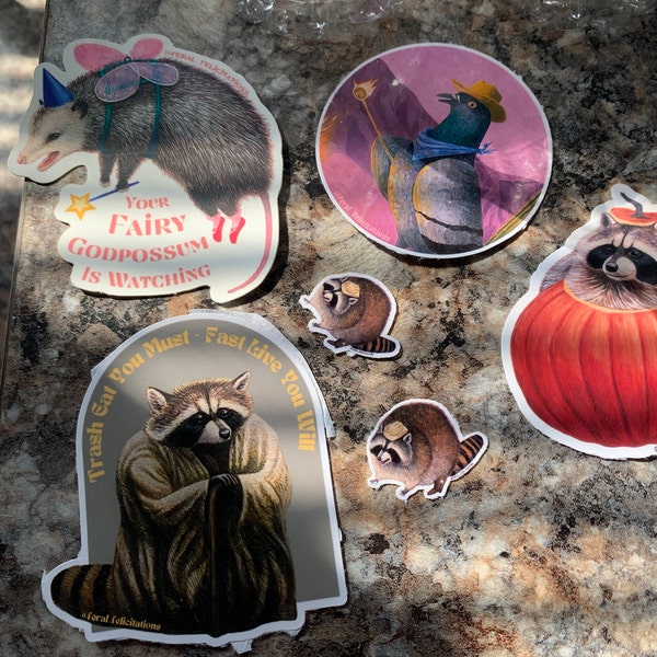 Fairy God Possum Sticker Decal - Original Art by Feral Felicitations - Etsy