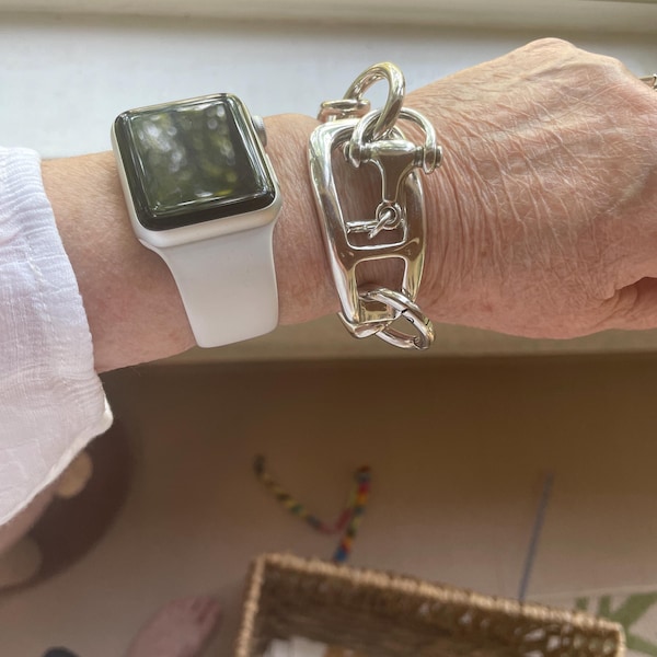 Antique Silver Wrap Link Bracelet, Silver Personalized Bold Bracelet ...