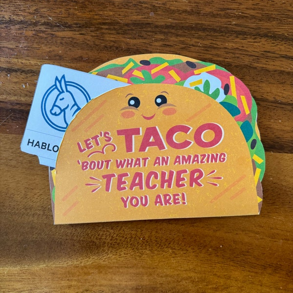 Taco and Burrito Teacher Gift Card Holder Printable, Instant Download ...