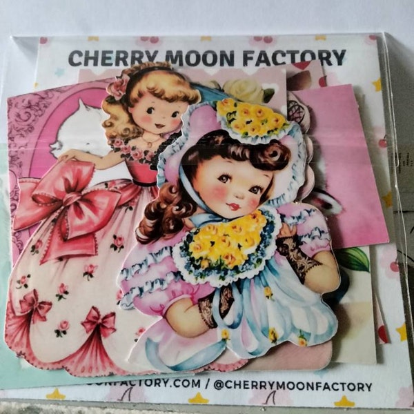 Vintage Pink Stickers Pack. Handmade Cute Kitsch Journal Stickers. Cat ...