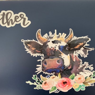 Cow Floral Sticker Heifer Flower Bouquet Tumbler Decal Cow Sticker Cow ...