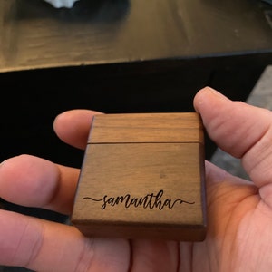 Flip Wood Ring Box Engraved Secret Single Ring Engagement Ring Box ...