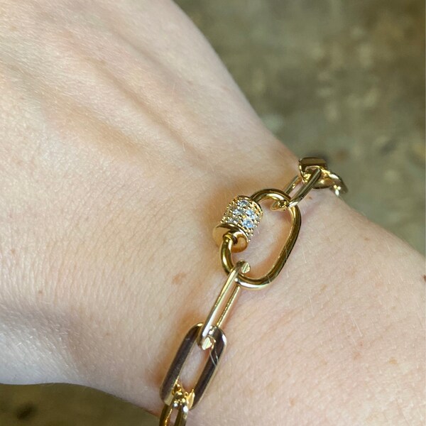 Link Chain Bracelet - Carabiner Lock Bracelet - Chain Lock Bracelet ...