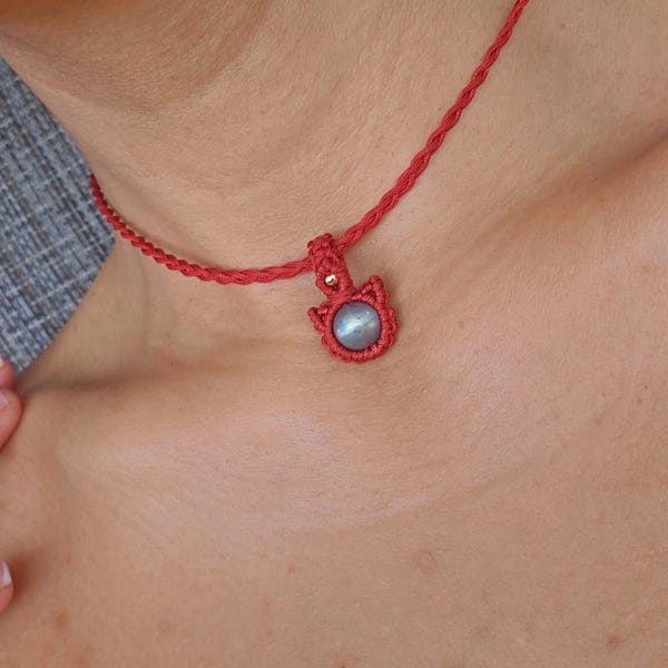 MOONLIGHT Healing Crystal Macrame Choker, Boho Hippie Choker Necklace ...