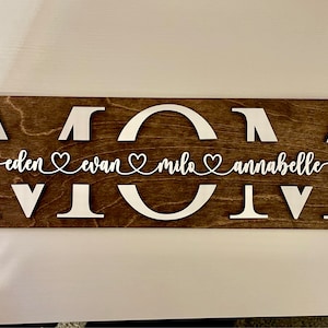 3D Personalized Mom Sign With Children Name Personalized Mother's Day ...