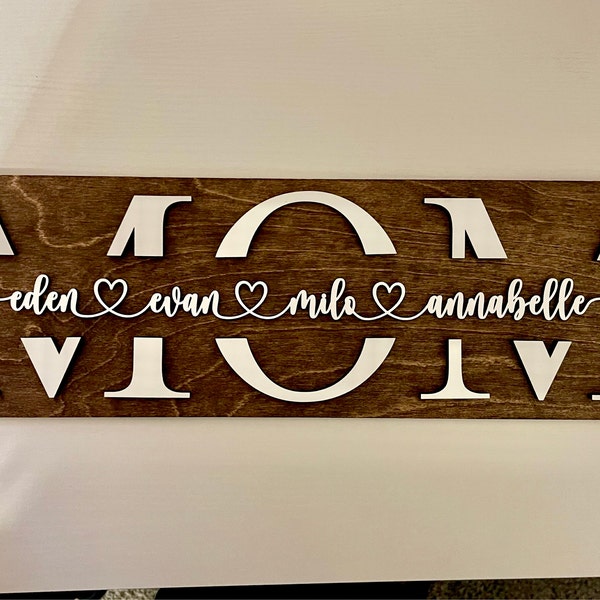 3D Personalized Mom Sign With Children Name| Personalized Mother's Day ...